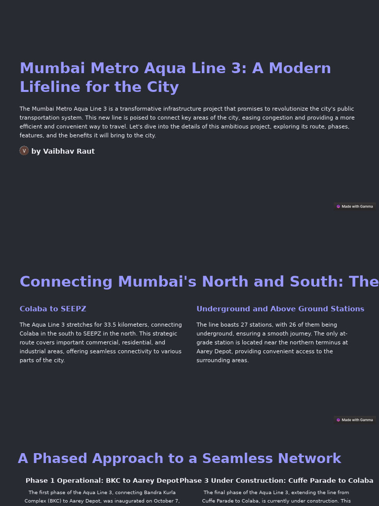 Mumbai Metro: Aqua Line 3 Insights | PDF | Land Transport | Urban Planning