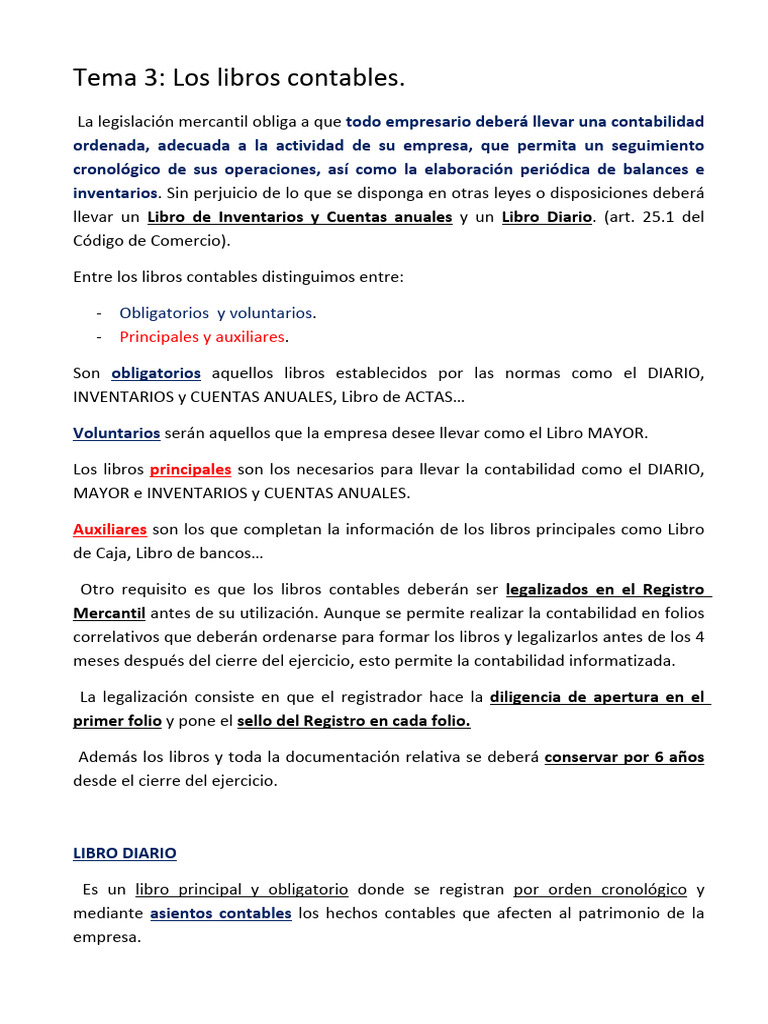 Tema 3 Libros Contables | PDF | Contabilidad | Estado financiero