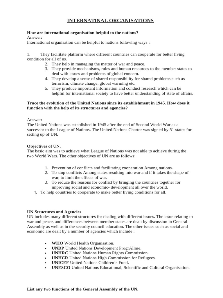 Understanding International Organizations | PDF | United Nations ...