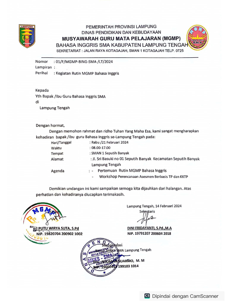 Undangan MGMP | PDF