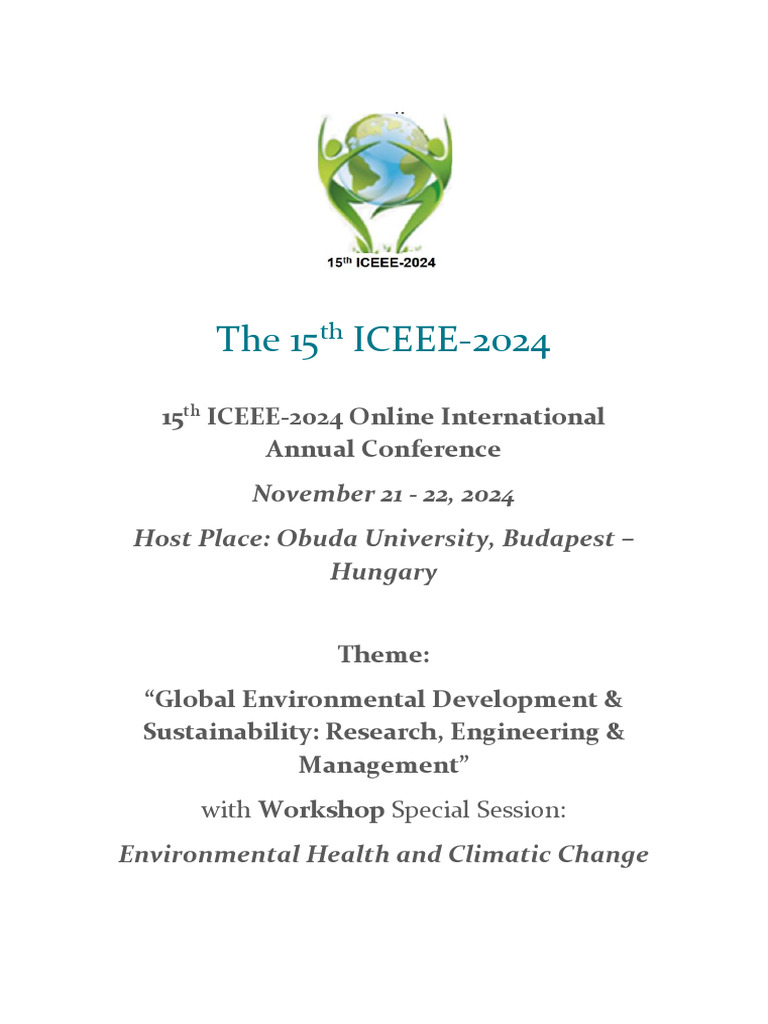 15th ICEEE-2024: Global Sustainability Conference | PDF | Sustainability | Sustainable Development
