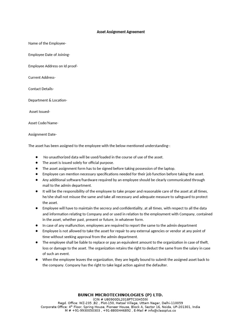 Asset Assignment Agreement | PDF | Business | Justice