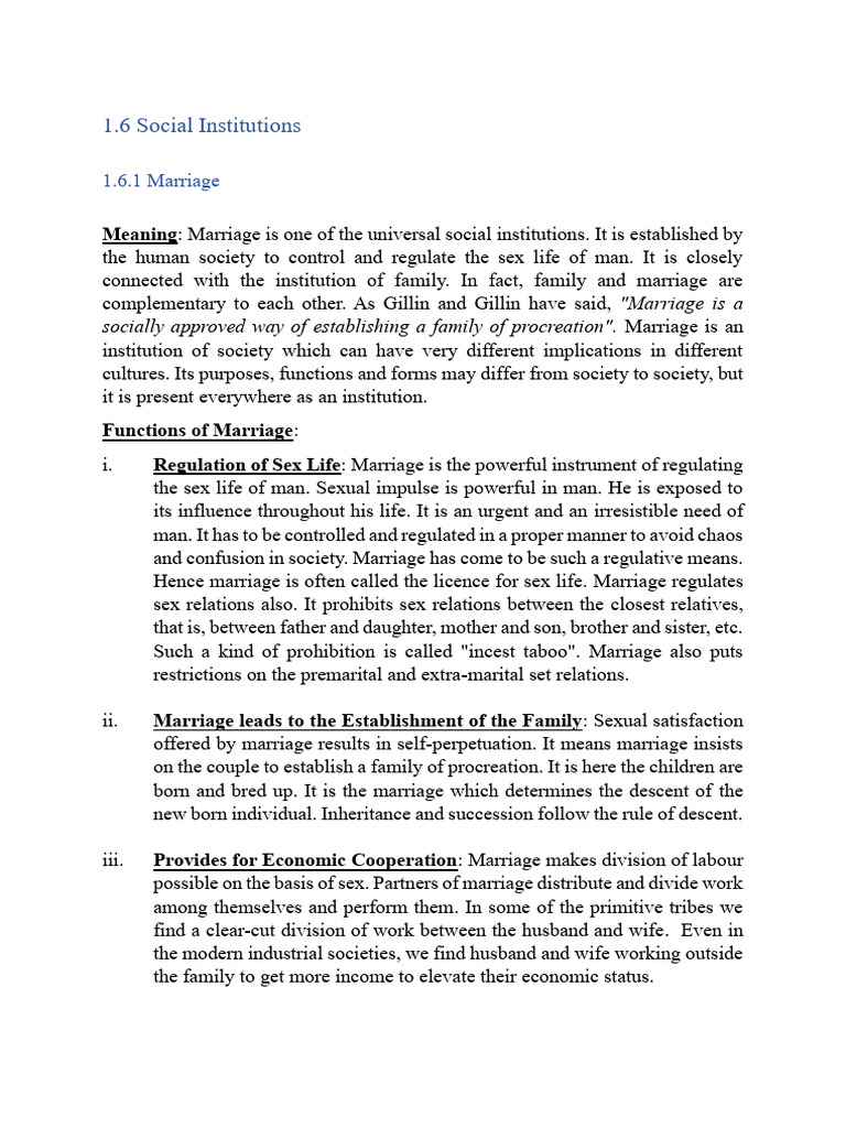 1.6 Social Institution | PDF | Kinship | Social Alienation