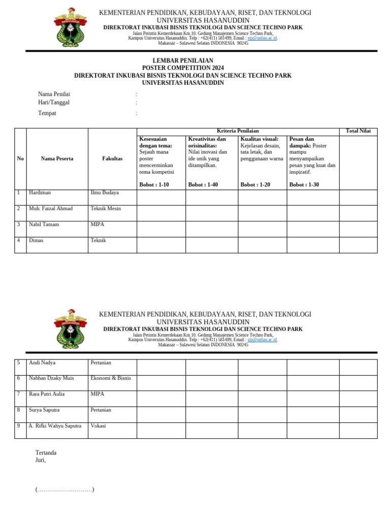 LEMBAR PENILAIAN POSTER | PDF