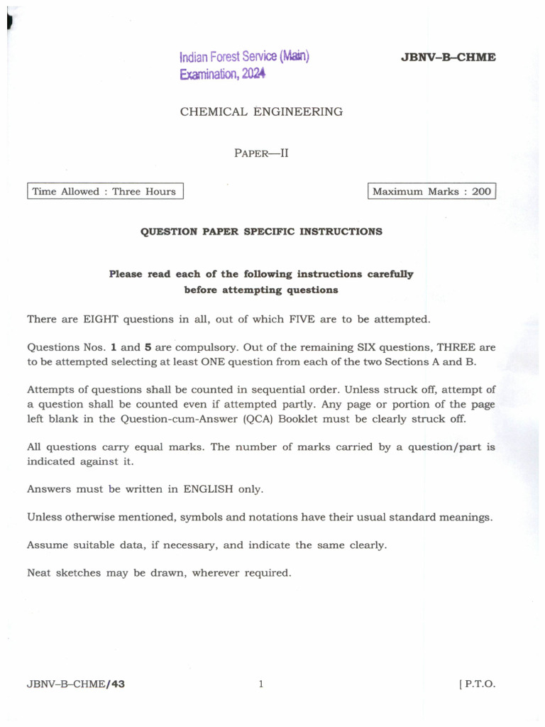 QP Ifsm 24 Chemical Engineering Paper Ii 021224 | PDF