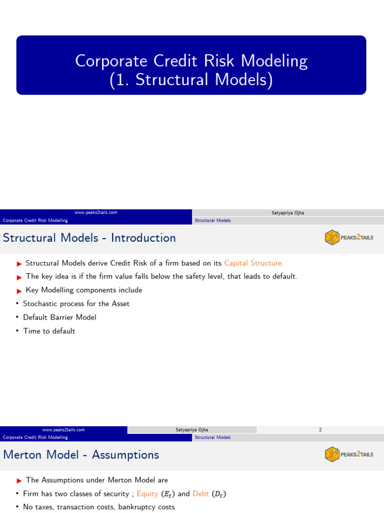 Credit Risk - Structural Models | PDF | Capital Structure | Equity (Finance)