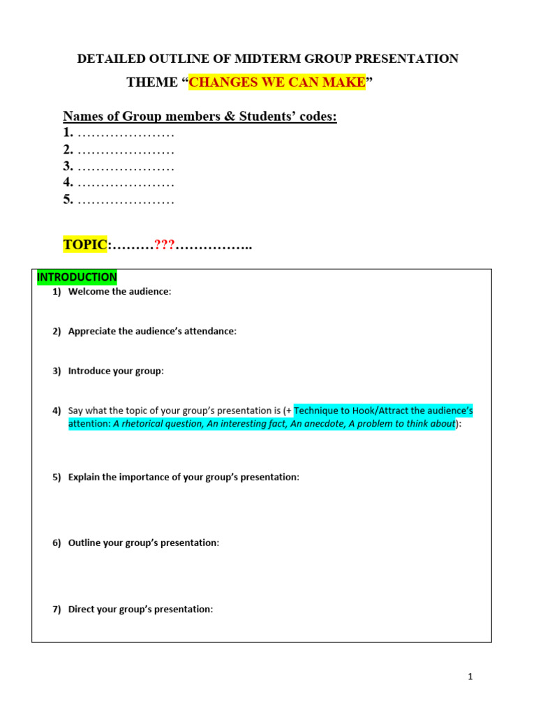 FORM-Detailed OUTLINE-Mid-term Presentation | PDF