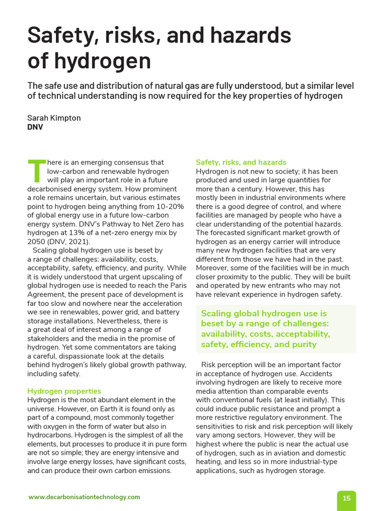 Safety, Risks, and Hazards of Hydrogen | PDF | Hydrogen | Natural Gas