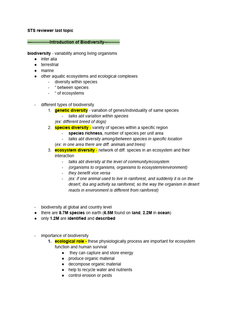 STS reviewer last topic | PDF | Biodiversity | Genetically Modified ...