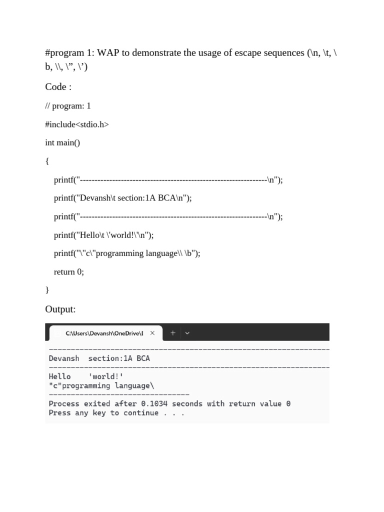 Devansh BCA 1A | PDF | Integer (Computer Science) | Area
