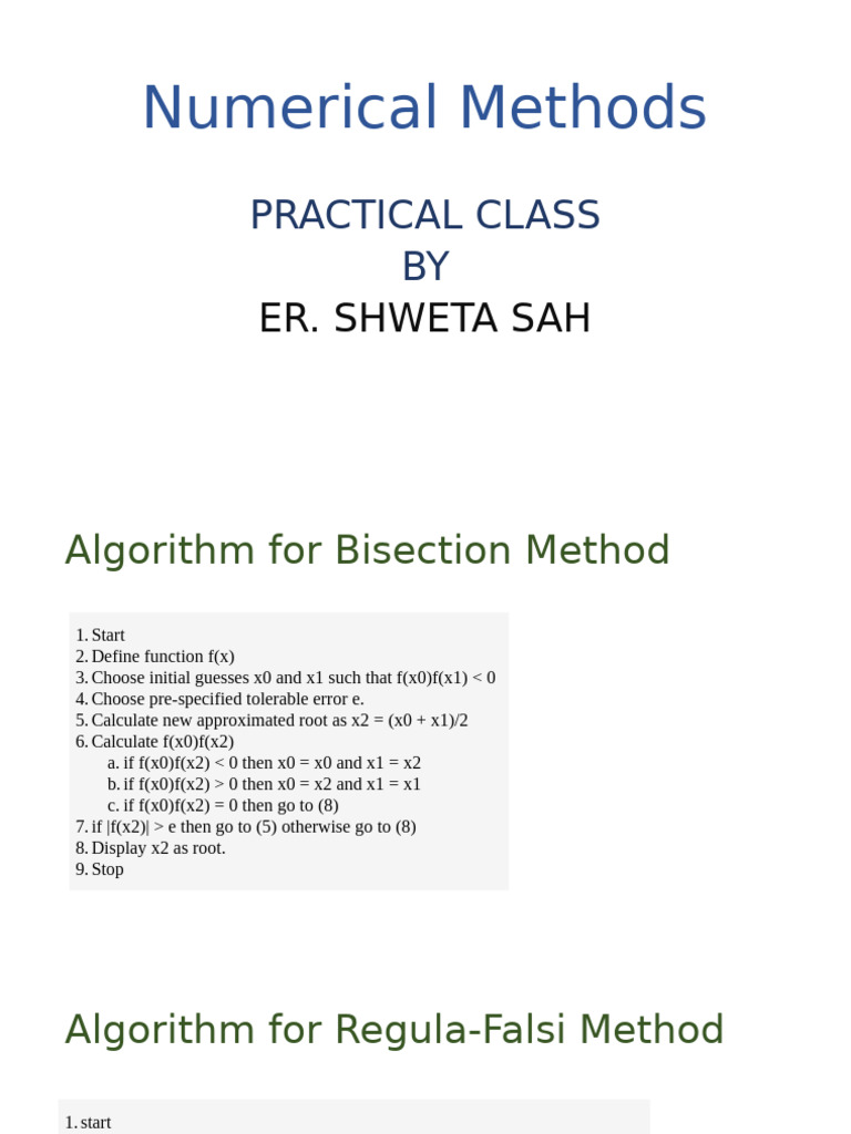 Numerical Methods 1 | PDF
