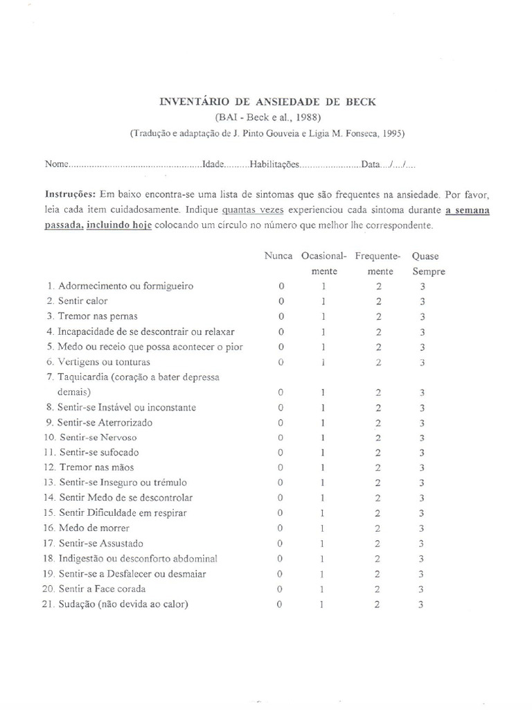 Ansiedade - BEck | PDF