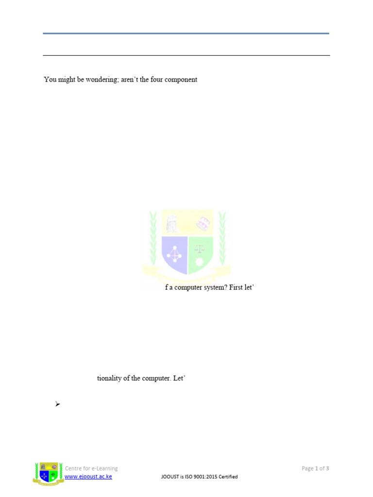 Functional Components Of A Computer Pdf Operating System Input Output