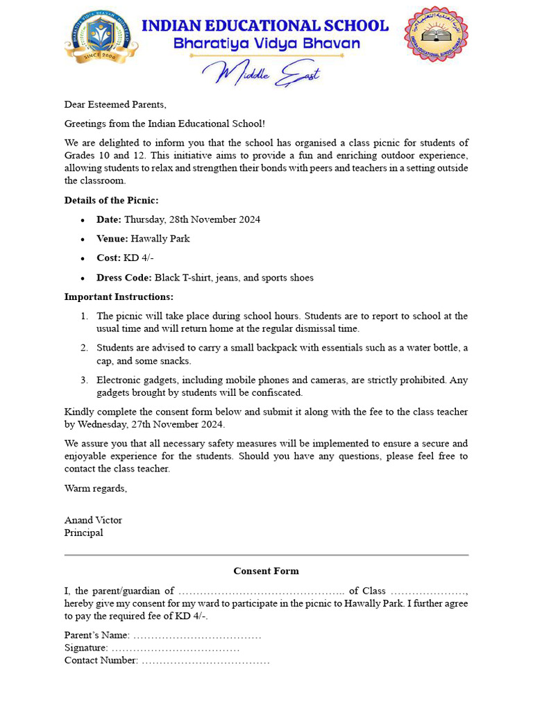 Class Picnic 10-12 | PDF