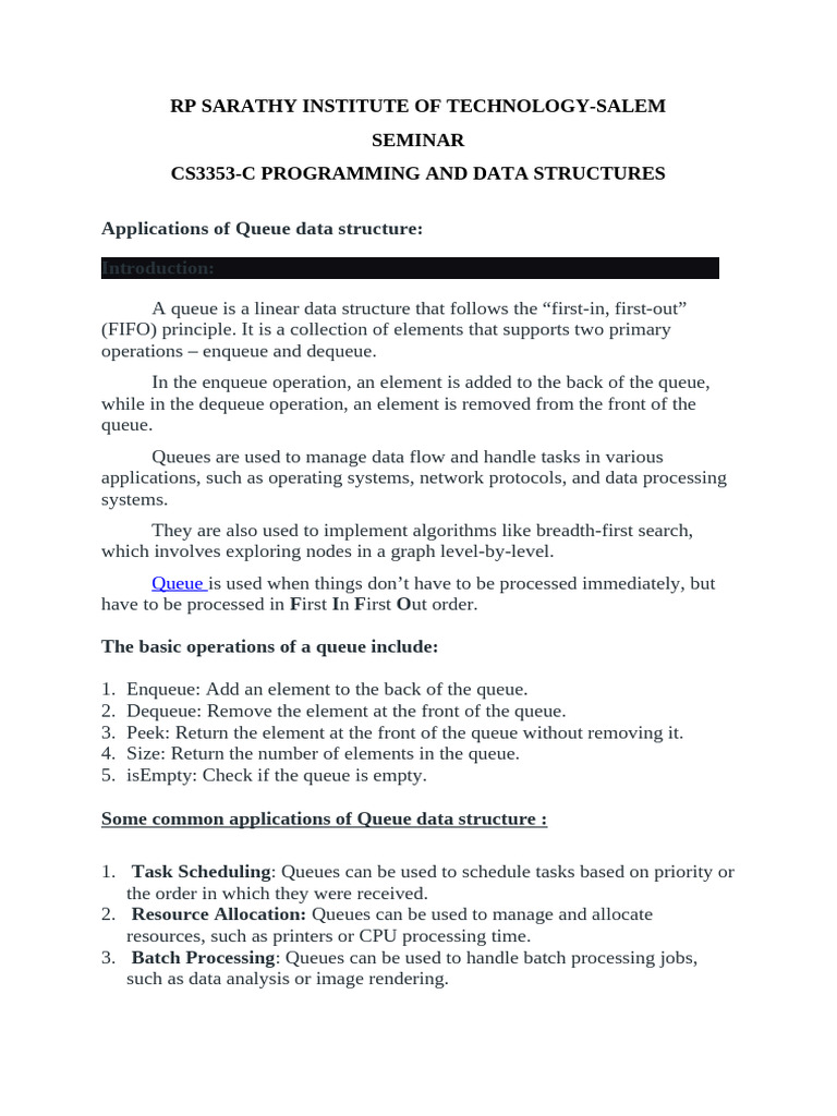Seminar 4 | PDF | Queue (Abstract Data Type) | Scheduling (Computing)