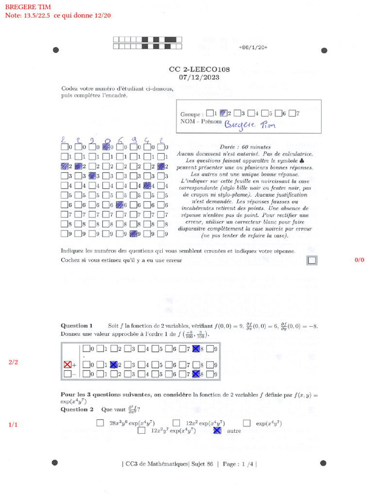Correction CC 3 Tim | PDF
