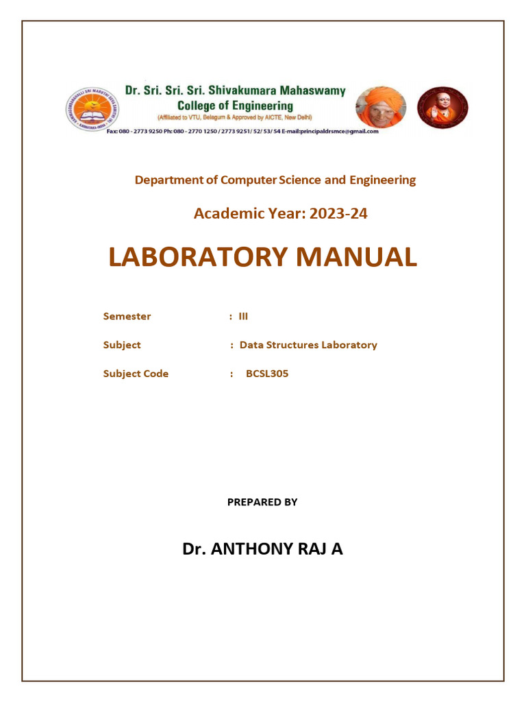 Dsa - Lab Manual Bcsl305 | PDF | Queue (Abstract Data Type) | Software Engineering