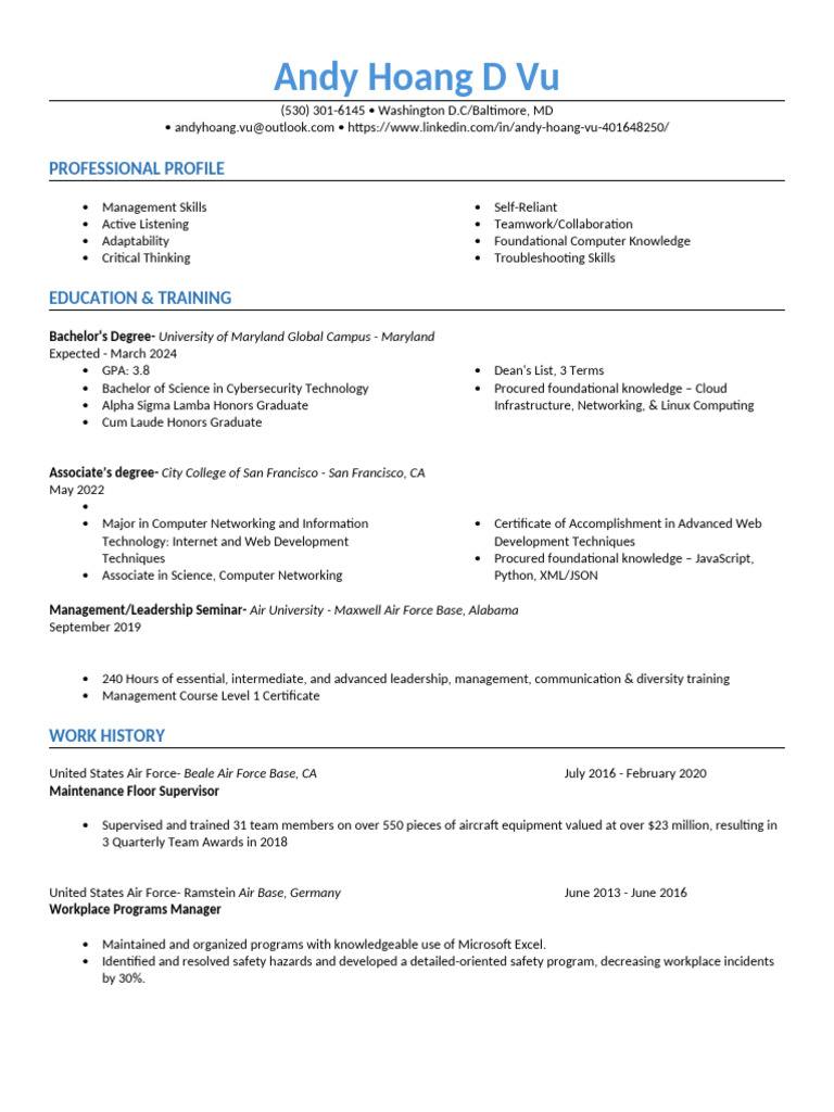 Andy Hoang - Vu Resume 2024 | PDF | Computing