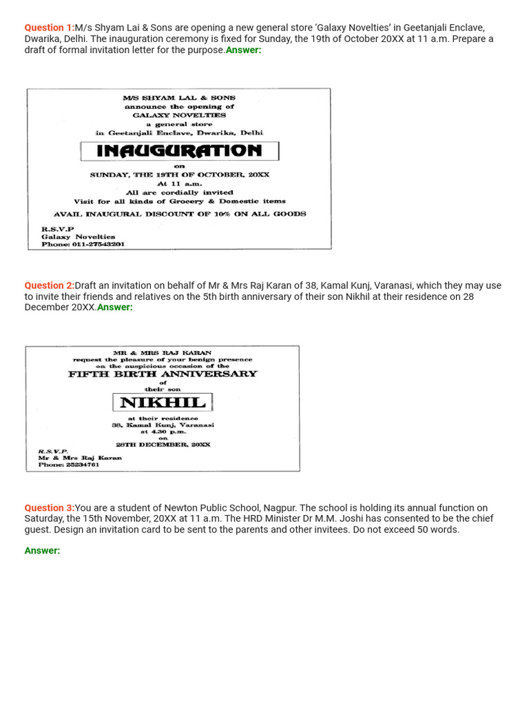 Invitation Drafts for Events in Delhi | PDF