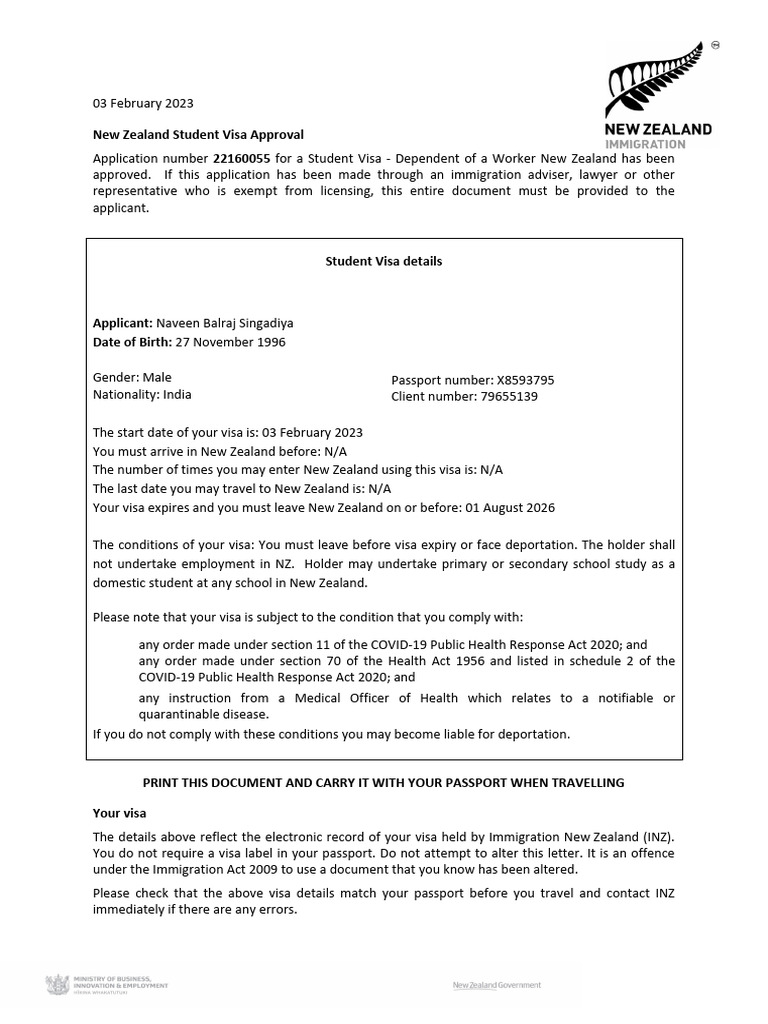 Naveen Student Visa | PDF | Travel Visa | Human Migration