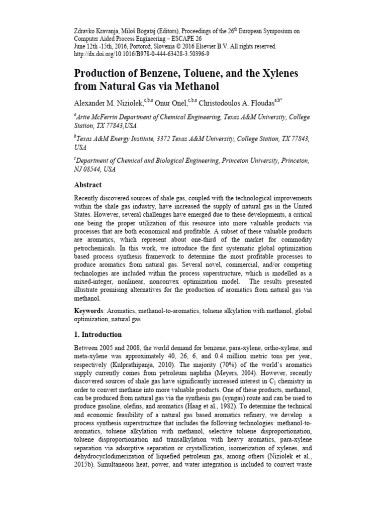 Production of Benzene, Toluene, and The Xylenes | PDF | Net Present ...