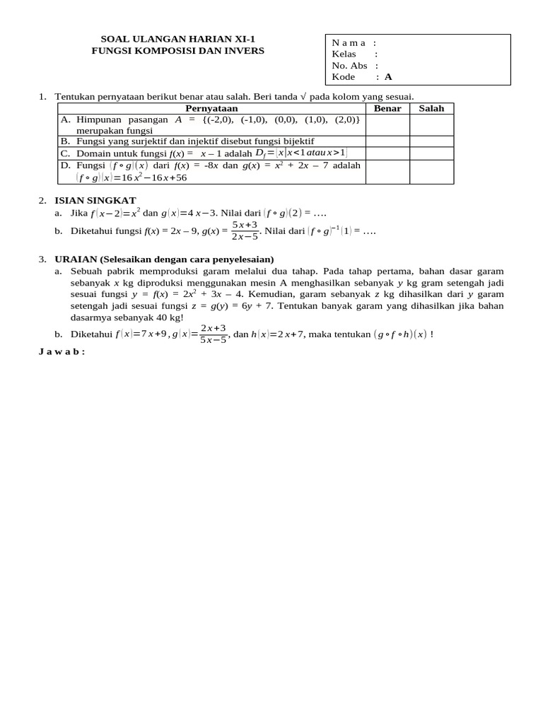 UH Invers Komposisi | PDF
