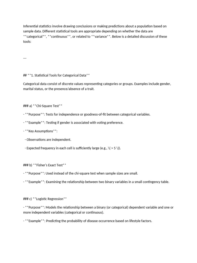 inferential statistics | PDF | Categorical Variable | Statistics