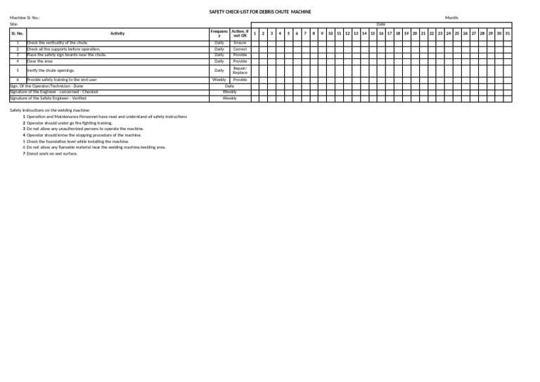 Debris Chute Checklist | PDF