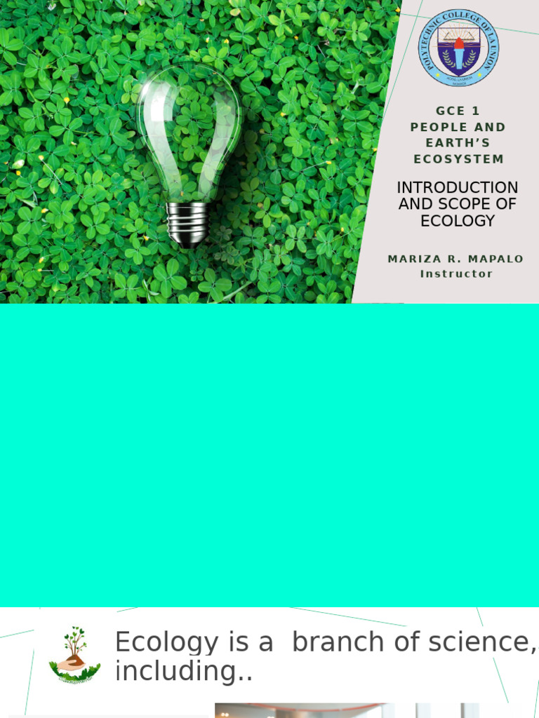 PCLU - GCE1 - Prelim - Lesson 2 - Ecology | PDF | Oceans | Water