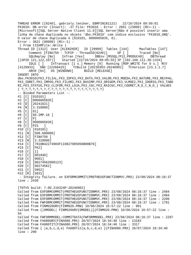 ERRO | PDF | Microsoft Sql Server | Computer Data