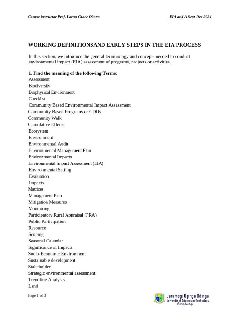 Assign1 Key Terms - Screening - Scoping 2024 | PDF | Environmental ...