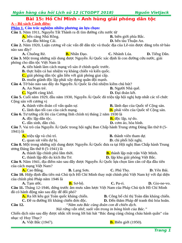 2. Bài 15 - Sử 12 - Vietjack | PDF