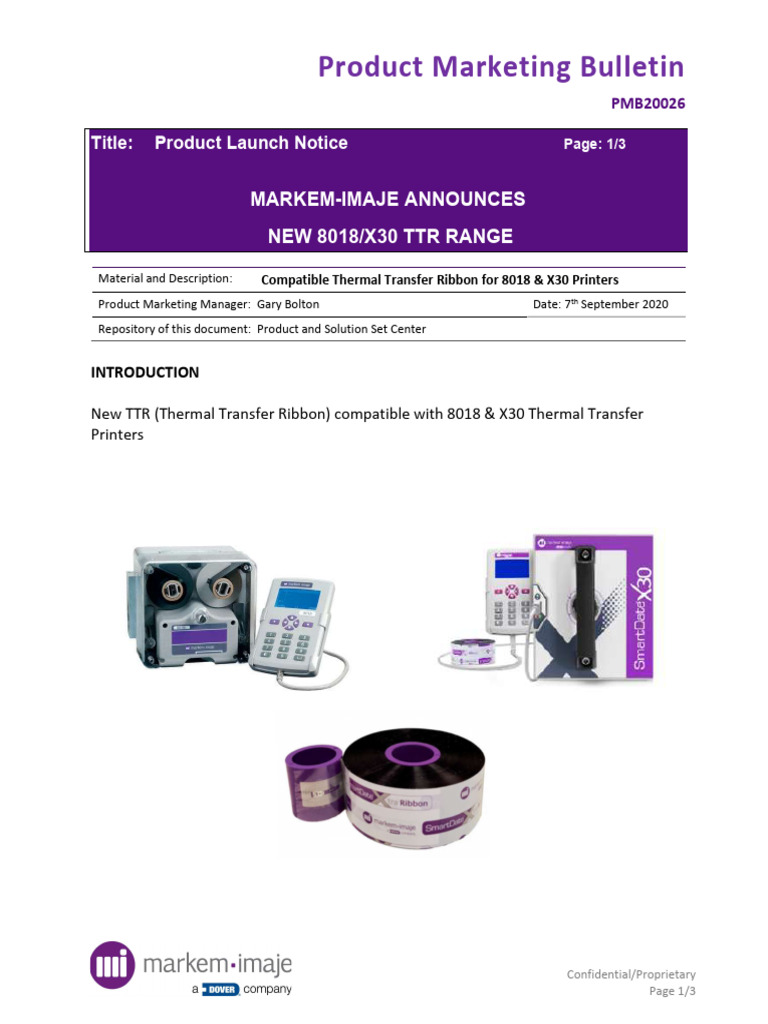 Ribbon 8018 - X30 TTR Variants | PDF | Office Equipment | Computing