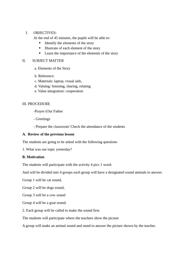 Lesson Plan in English | PDF | Lesson Plan | Cognition