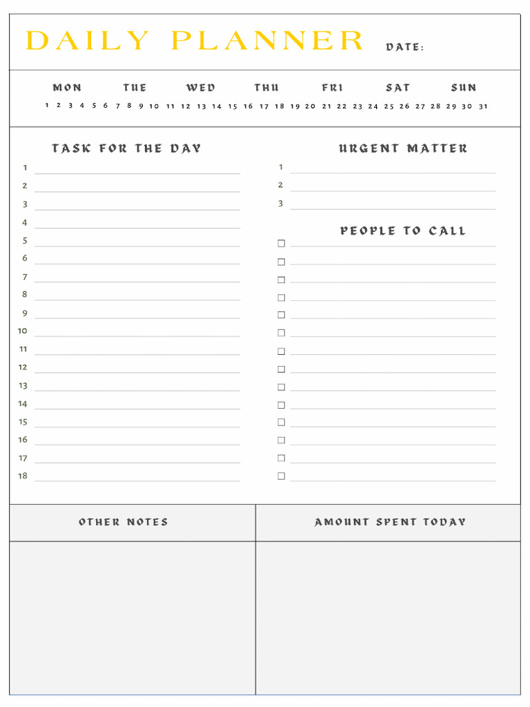 Elegant Minimalist Daily Planner | PDF