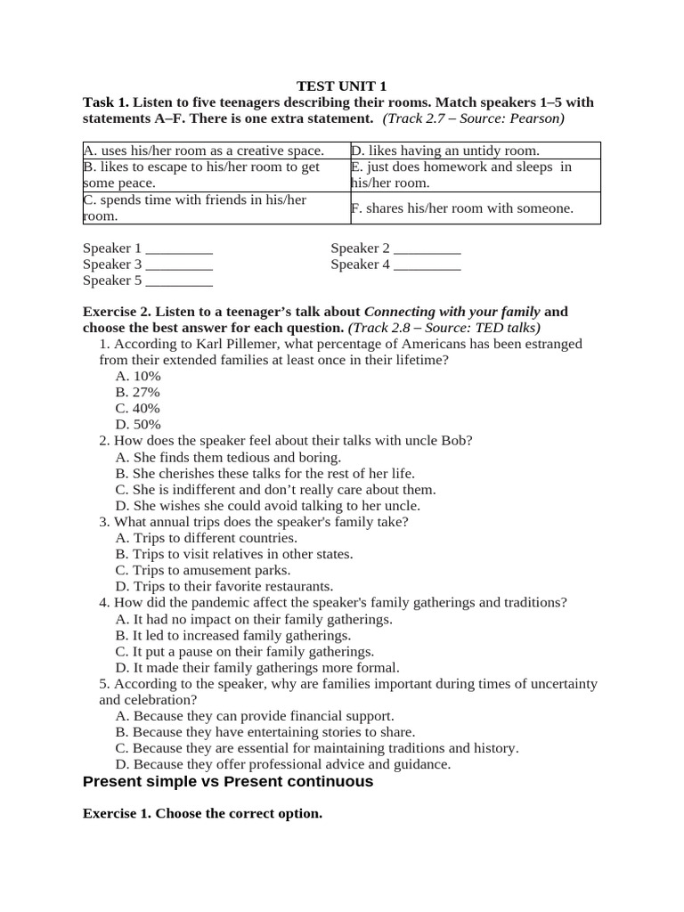 TEST UNIT 1 global 10 | PDF