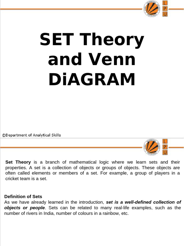 Unit-III Set Theory and Logical Venn Diagram | PDF | Set (Mathematics ...