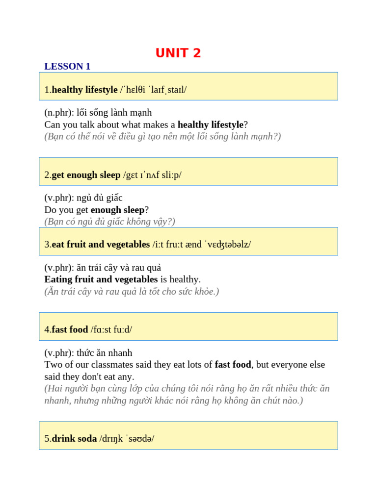 Unit 2 Voca Grade 7 | PDF