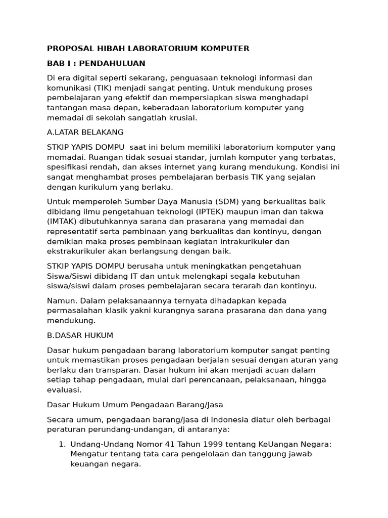 Proposal Hibah Laboratorium Komputer-2 | PDF