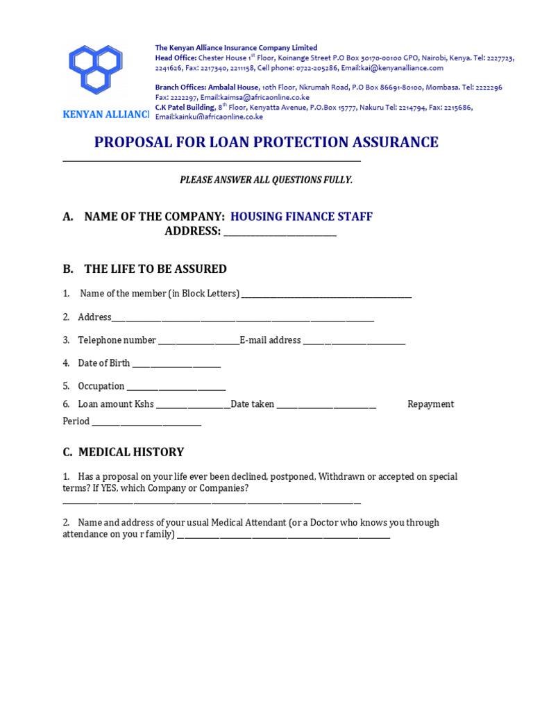 Kenya Allied Insurance Form (Unsecured Loan) | PDF | Hiv/Aids | Kenya