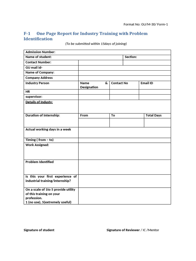 Industry Training Report Template | PDF