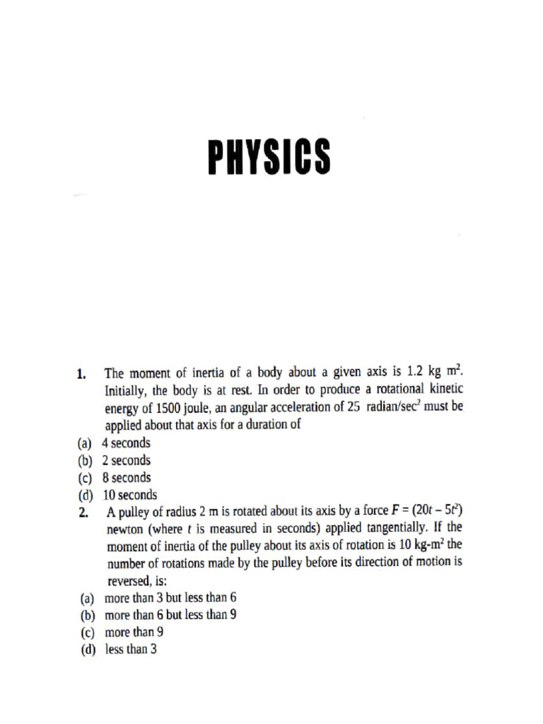 Rotation Jee Main | PDF | Rotation Around A Fixed Axis | Angular Momentum