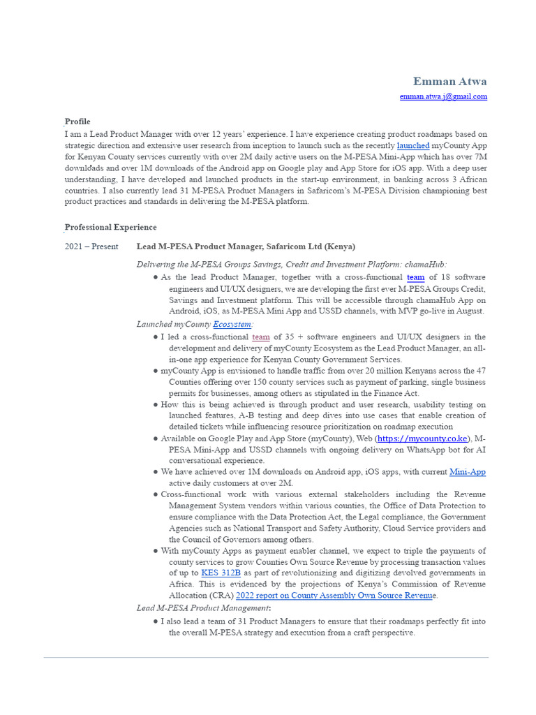 Emman J. Atwa_ CV | PDF | Mobile App | Service Industries