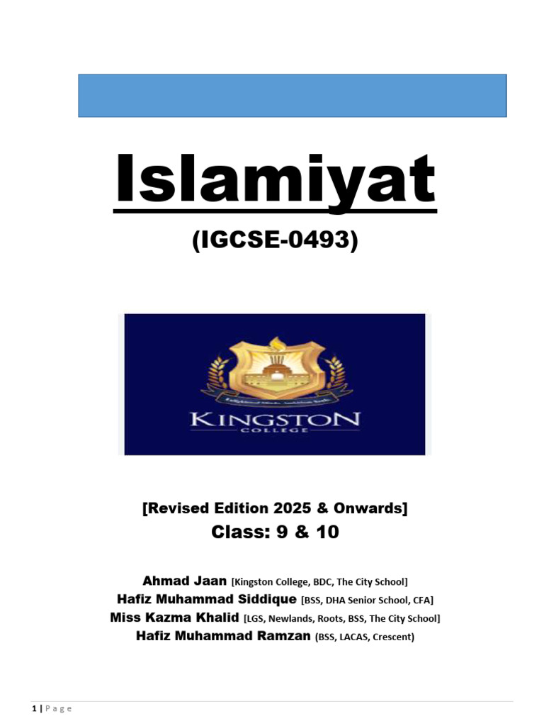 IGCSE Islamiyat Class 9 & 10 Guide 2025 | PDF | Prophets And Messengers ...