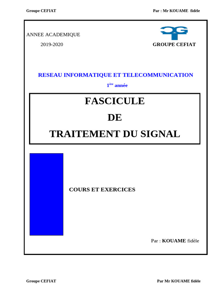Introduction au Traitement du Signal | PDF | Filtre (électronique ...