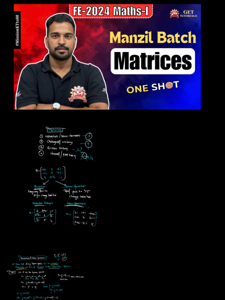 Get Tutorials Free Maths1 Matrices One Shot | PDF
