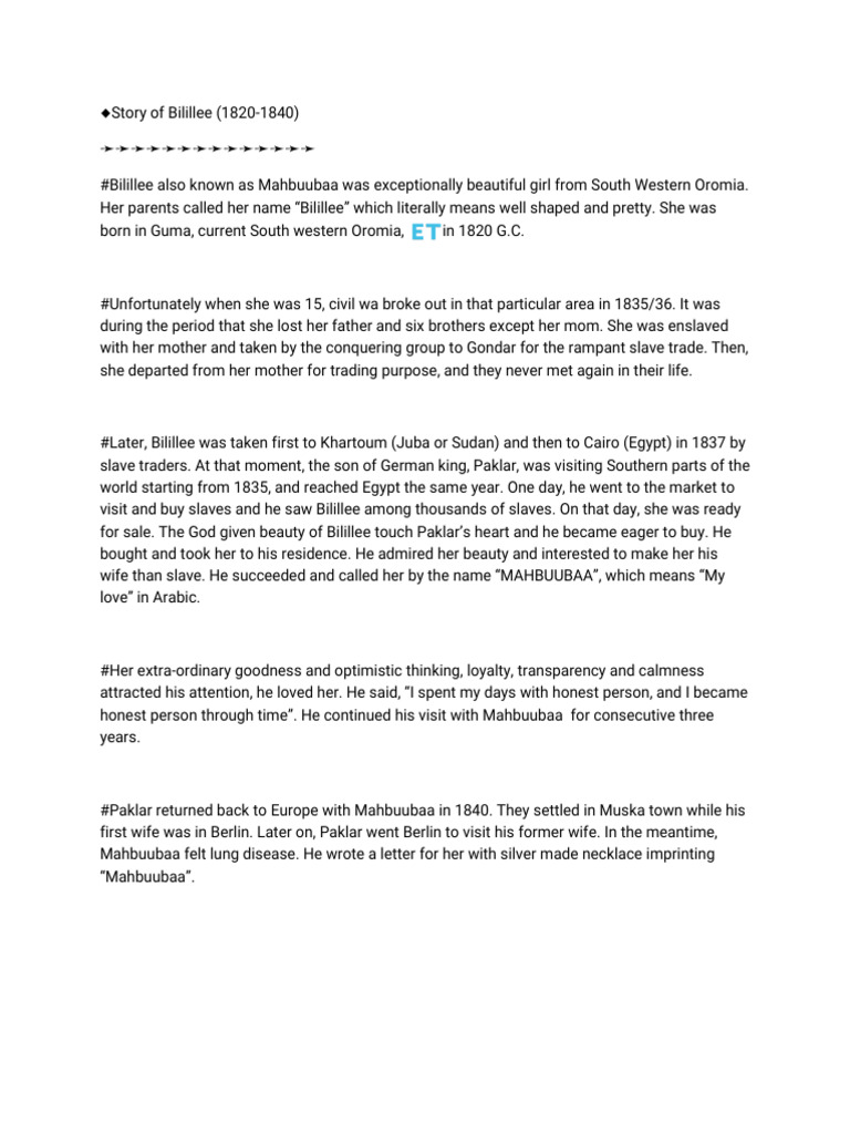 Story of Bilillee | PDF