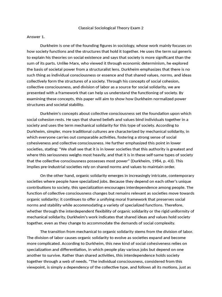 Durkheim's Solidarity and Social Cohesion | PDF | Émile Durkheim ...