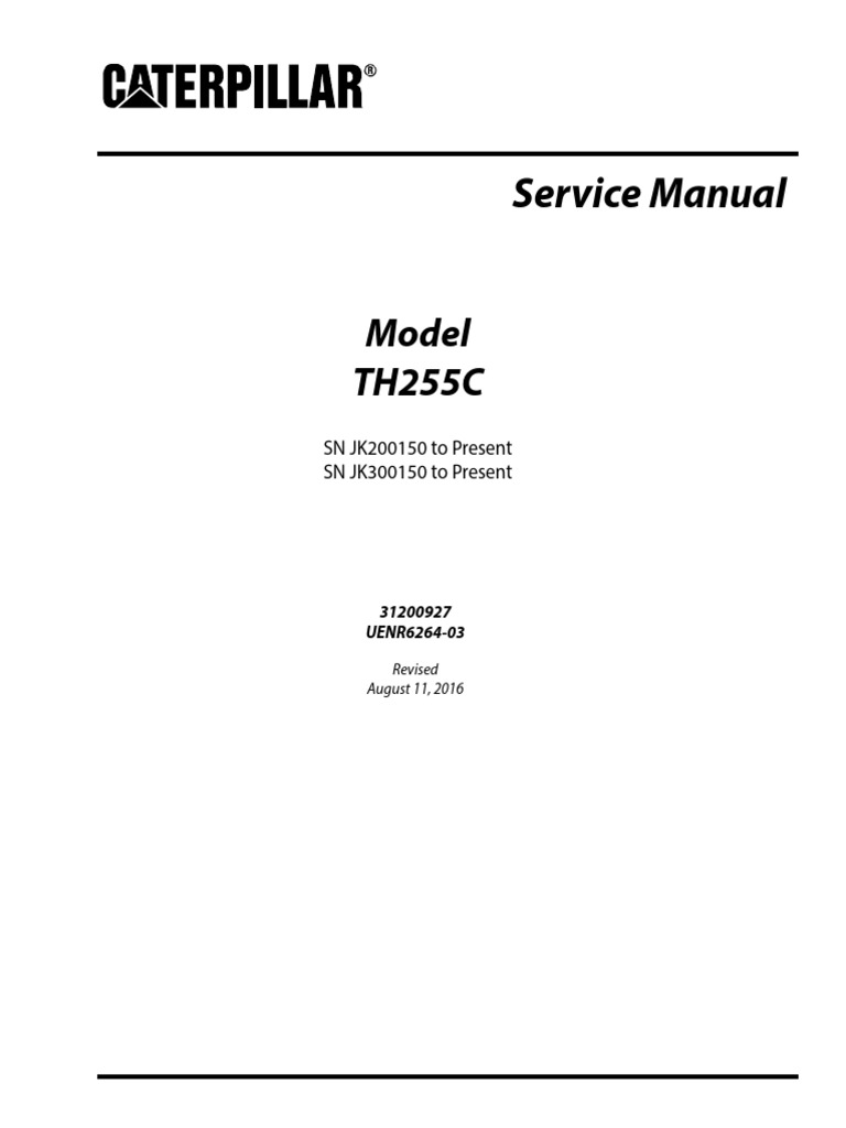 Caterpillar Cat TH255C Telehandler Service Repair Manual Instant ...