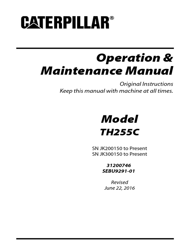 Caterpillar Cat TH255C Telehandler Operator Manual Instant Download ...